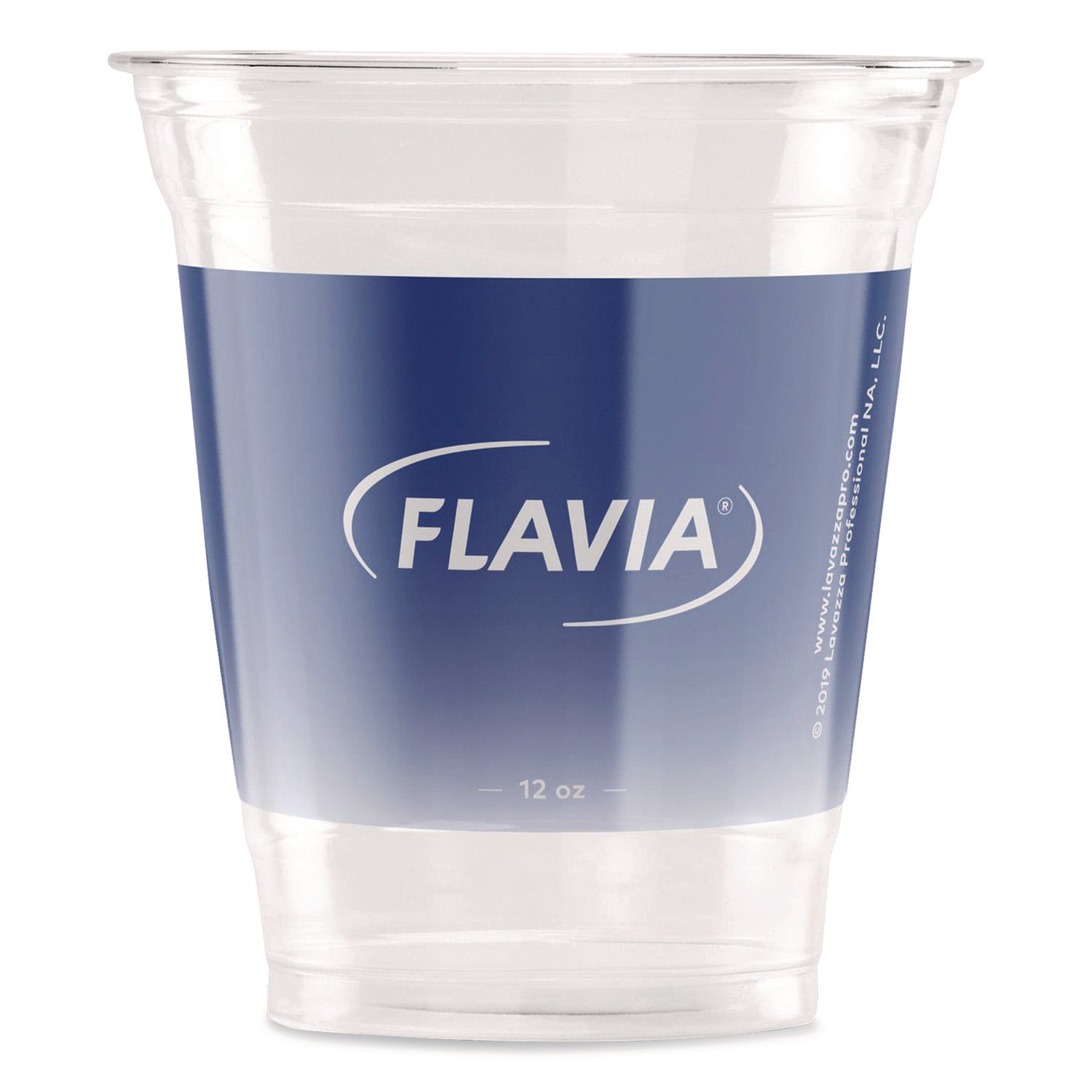 FLAVIA® Cold Cups 12 oz, Blue Band Flavia Logo, Clear/Blue, 900/Carton